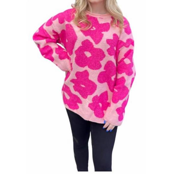 BiBi | Sweaters | New Bibi Flower Power Sweater In Pink | Poshmark